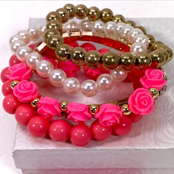 Jewelry | Pretty In Pink Pretty Pink Slip On Bracelets 5 Piece Set ...